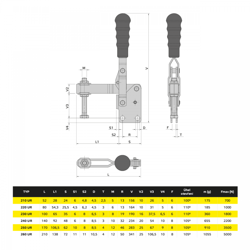 Set of 8+2 pcs: Vertical clamp 210 UR